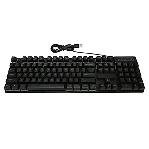 USB Gaming Keyboard, Quick Response Backlit Keyboard 104 Keys Wired One Piece Design High and Low Key Design RGB Lighting Effect for Gaming for Office for Home(H600 black characters-single keyboard)