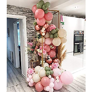 Rose Red Balloon Garland Arch Kit – 102 Pack Olive Green Rose Red Blush Balloons ,Metallic Rose Gold Balloon for Wedding Baby Shower Birthday Evening Dinner Tea Party Decorations