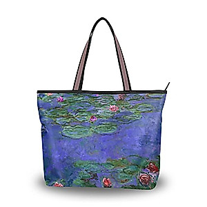 Women's Tote Shoulder Bag Claude Monet Water Lilies Top Handle Bag Handbag