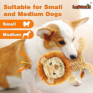 Lepawit Squeaky Dog Toys, Cute Lionet with Rope for Teething, Durable Dog Chew Toys for Small and Medium Dogs