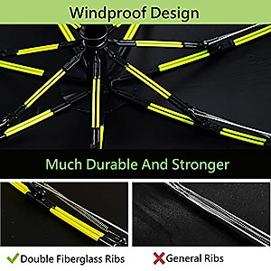 HOSA Auto Open Close Compact Portable Lightweight Automatic Repel Folding Travel Umbrella Ergonomic Handle Double Fiberglass Ribs Windproof UV Protection, For Raining Sunny Days Night Time Use