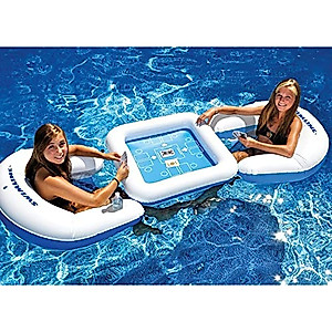 Swimline Kids Inflatable Durable Connecting Game Station Swimming Pool Toy Set with Waterproof Playing Cards, 2 Seats, and Table (5 Pack)