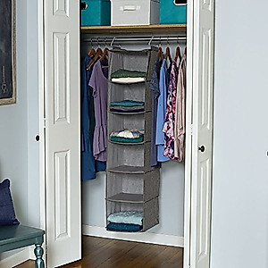 Household Essentials 66412 6 Shelf Hanging Closet Organizer, Grey Linen