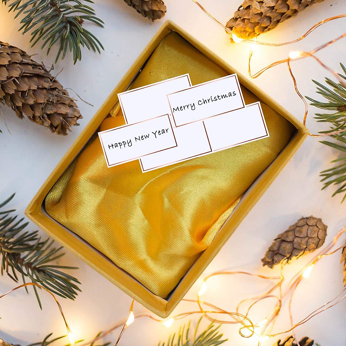 EXQUISS 100 Pcs Place Cards 4”x2” with Rose Gold Foil Border for Food Buffet Party, Name Place Cards for Table Setting, Wedding Reception, Escort Cards Name Cards for Birthday Dinner