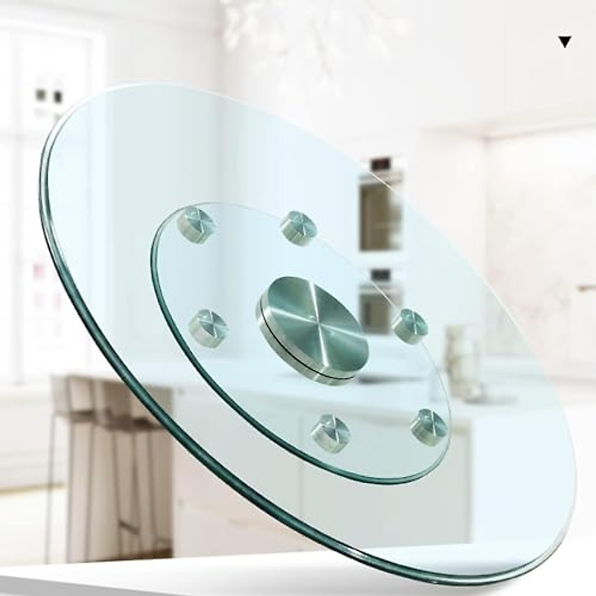 CLSQLXYJZC Dining Table Top Serving Plate, 12mm Thick Round Glass Turntable Lazy Susan, 360° Smooth Rotating Serving Plate, for Large Tabletop Serving Plate (Color : Clear, Size : 80cm (31.5inch))