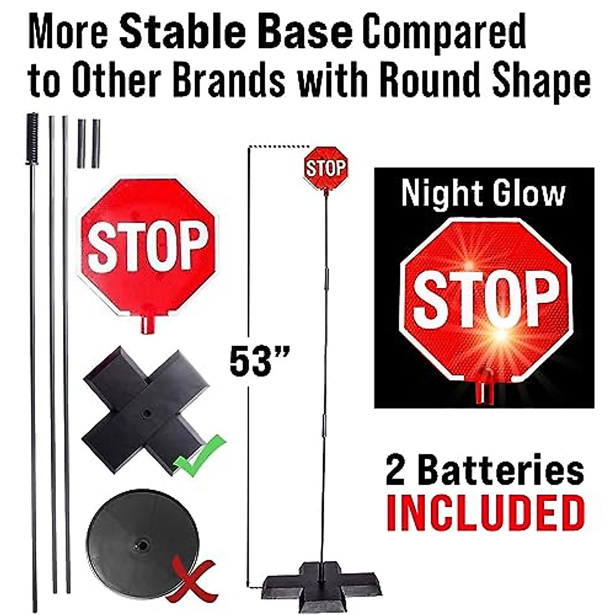 LED Stop Sign Parking Assistant for Garage with Flashing Signal