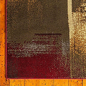 Unique Loom Barista Collection Modern, Abstract, Urban, Distressed, Rustic, Warm Colors Area Rug, 5 ft x 8 ft, Multi/Olive