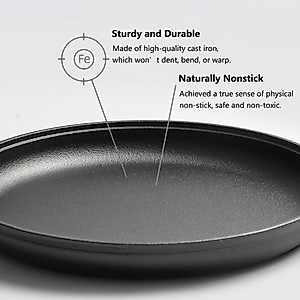 Unoschrim Cast Iron Skillet 14 Inch, Round Nonstick Frying Pan, Double Handle Outdoor Camping Cookware, Versatile Cast Iron Griddle for Frying, Sautéing or Baking, Oven Safe Cookware, Induction Safe