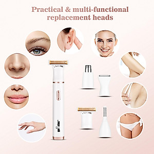 Electric Razors for Women, 4 in 1 Cordless Portable Rechargeable Womens Electric Shaver for Legs Face Eyebrow Nose Pubic Hair Bikini Trimmer, Painless Body Hair Remover by Gurelax
