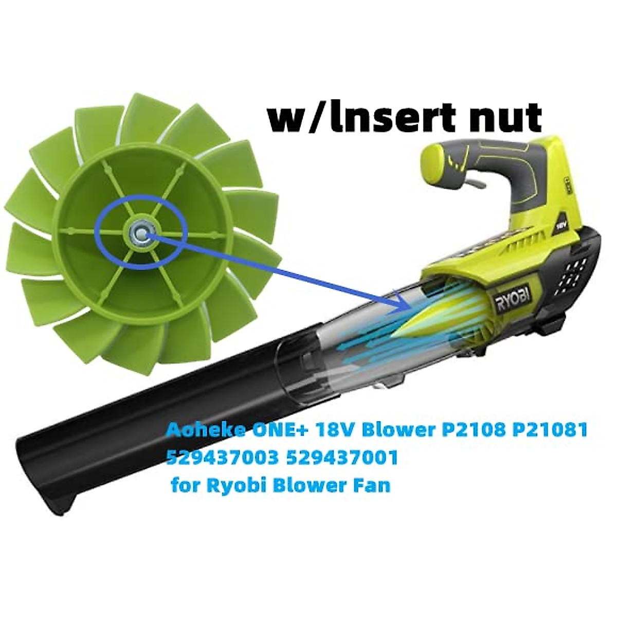Aoheke ONE+ 18V Blower P2108 P21081 529437003 529437001 for Ryobi Blower Fan