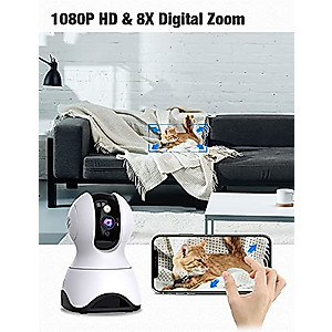 Baby Monitor with Camera and Audio, 1080P HD Night Vision Pet Camera with Motion Tracking and Sound Detect, 2.4G WiFi Indoor Security Camera with 2-Way Talk, Cloud & SD Card Storage, Works with Alexa