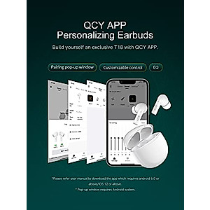 QCY MeloBuds Wireless Earbuds T18 Multipoint Connection Headphones, QCC3050 Bluetooth 5.2 in Ear Lightweight Stereo Earphones, aptX Adaptive Studio Sound Headset, aptX Voice, 30H Playtime