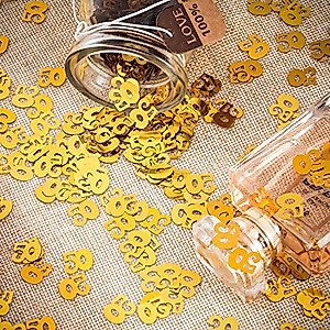 WILLBOND Gold 50th Birthday Confetti, 50 Number Confetti, 50th Party Confetti, 2 Bags (1400 Pieces)