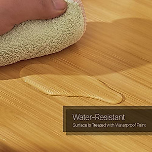 MoNiBloom Bamboo Free Standing Closet Organizer with Drawer, Clothing Rack with 1 Shelf, 1 Hanging Rods, 8 Hooks & Storage Cabient for Bedroom Living Room Office, Natural