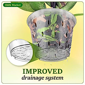 DAN Market 4.5 inch Orchid Pots with Holes - Orchid Pots for Repotting - Orchid Breathable Slotted Clear Plastic Pot (4.5 inch 4 Pack)
