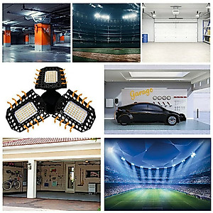 EZONEDEAL 2-Pack LED Garage Light 60W Garage Lighting - 7200LM 6000K LED Deformable Garage Ceiling Lights, LED Shop Light with Adjustable Multi-Position Panels, LED Glow Light for Garage, Workshop