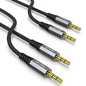 2 Pack AUX Cable,Auxiliary Cable（3.3ft/1m, Hi-Fi Sound）3.5mm TRS Auxiliary Audio Cable Nylon Braided Aux Cord Compatible with Car,Home Stereos,Speaker,iPod iPad,Headphones,Sony,Echo Dot,Beats (Grey)