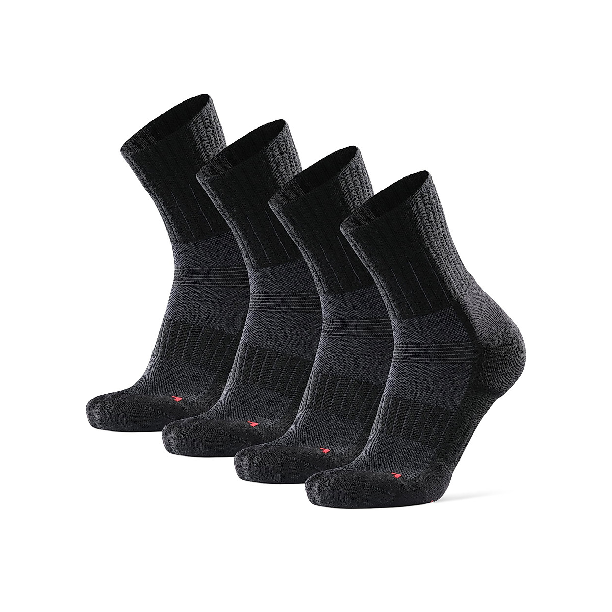 DANISH ENDURANCE Merino Wool Trail Running Socks for Men & Women, 2 Pack, Black, US Women 11-13 // US Men 9.5-12.5