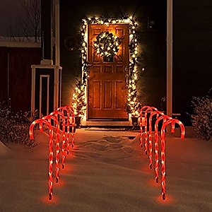 Christmas Candy Cane Lights,LED Christmas Candy Cane Lights， Fairy Landscape Lighting Outdoor Garden Pathway Yard Lawn， Lamp Home New Year Xmas Decoration 10pcs