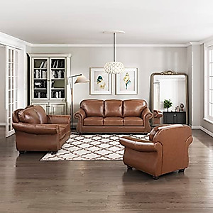 Lexicon Guthrie Leather Match Living Room Loveseat, Camel Brown