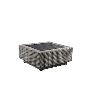 UBGO Outdoor Furniture Set, Sectional, PE Brown Rattan Wicker Sofas,Outside Couch w/Washable Seat Cushions & Modern Glass Wedge Table for Patio, Backyard, Gray