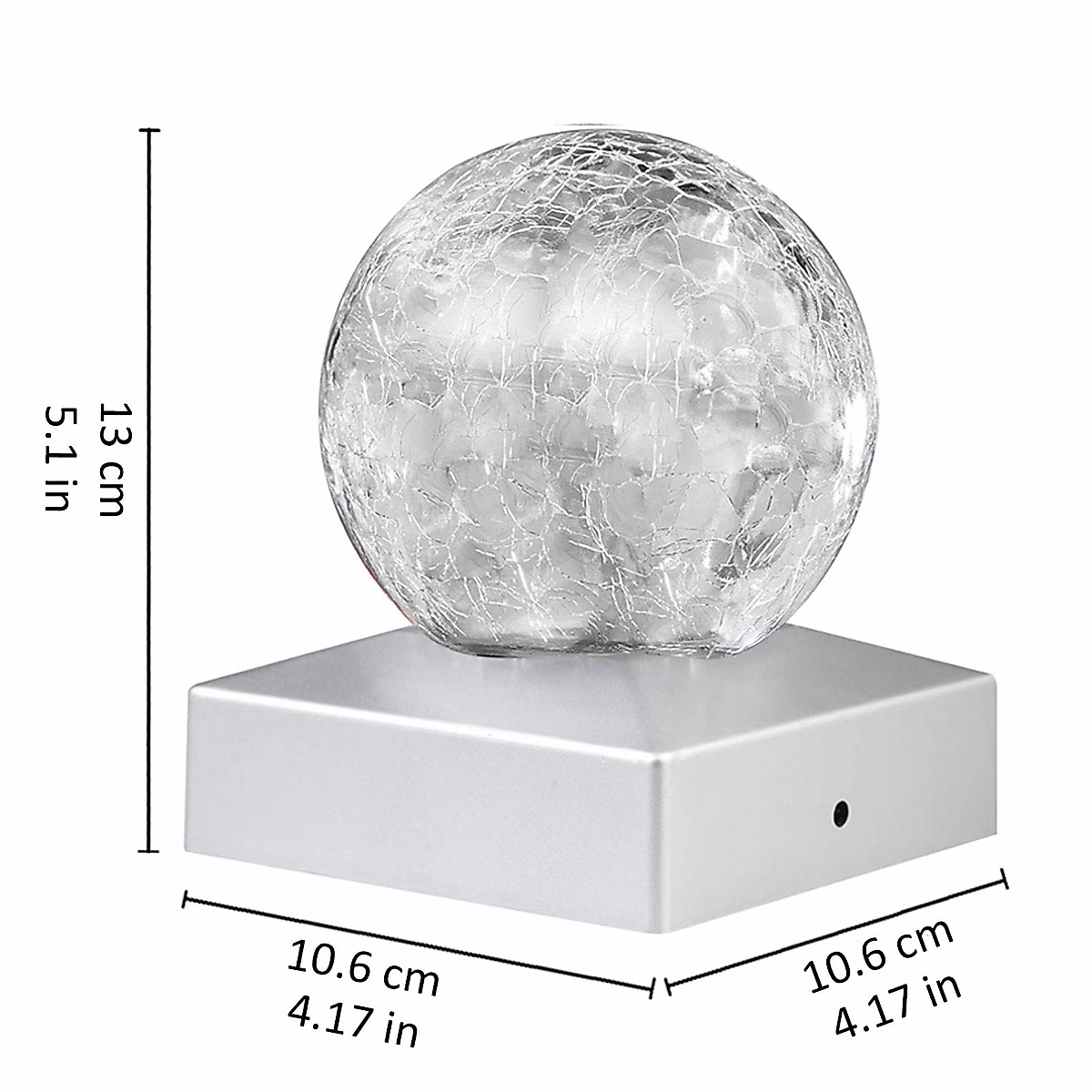 SUNNYPARK Solar Fence Post Cap Light, 4x4, Color Changing, Waterproof, Outdoor, Wooden or Vinyl Post, Garden Lights, Solar Powered, Crackle Glass Design