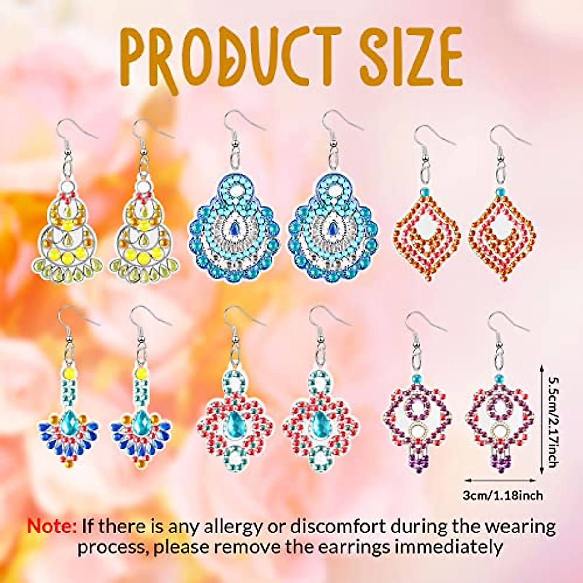 Kigeli 10 Pairs Diamond Painting Earrings Jewelry Diamond Art Earring Kit for Jewelry Making 5D DIY Earring Making Kit for Adults Kids Boho Dangle Drop Earrings Vintage Jewelry Crafting Charms Bulk