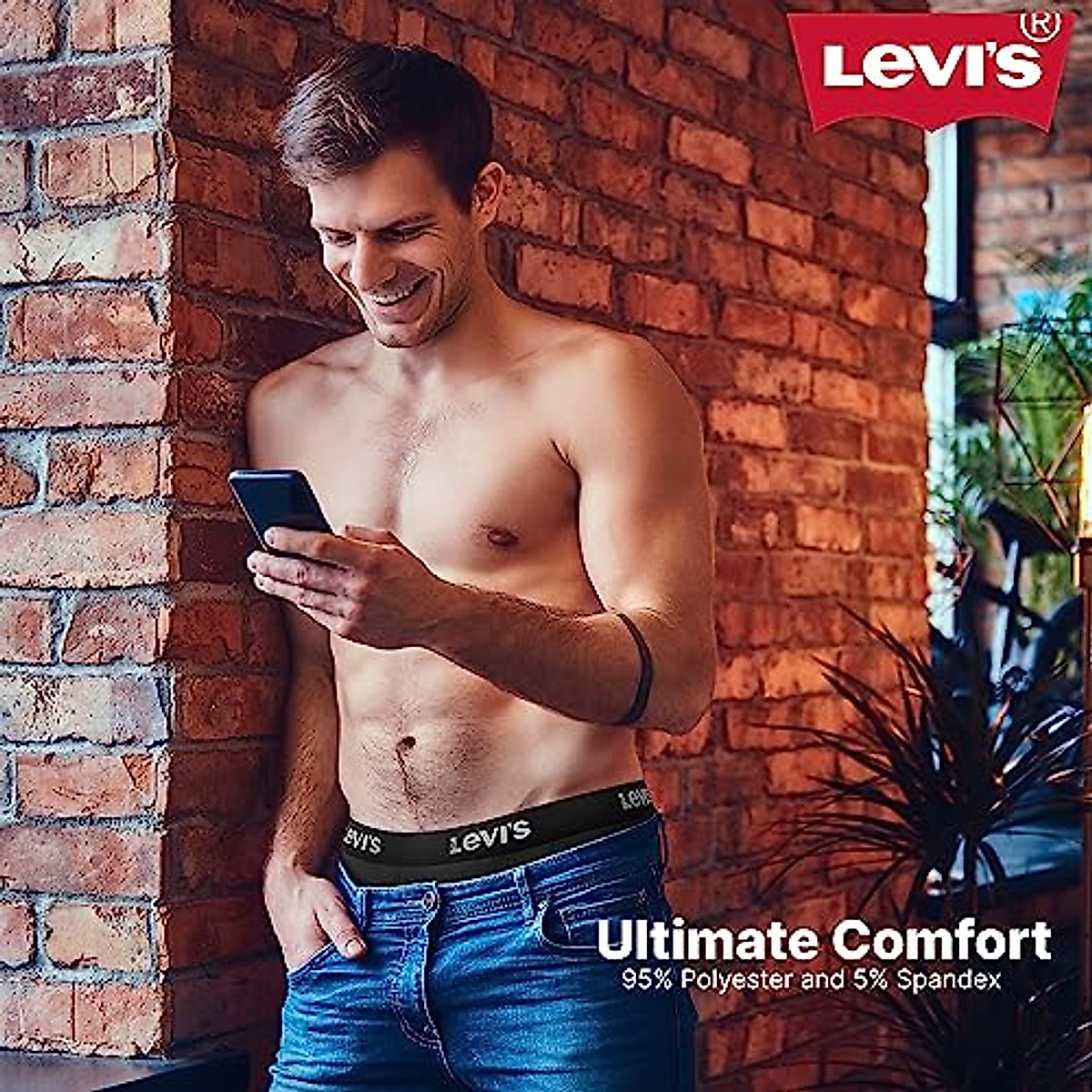 Levi's Mens Underwear 4 Pack Microfiber Boxer Briefs for Men Super Soft