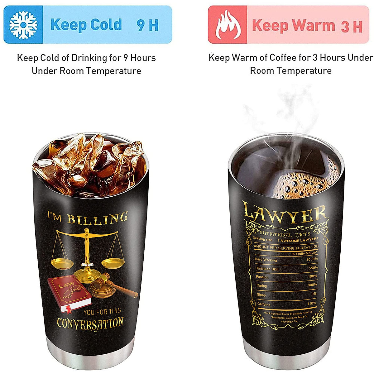 Lawyer Gifts for Men Women Coffee Tumbler 20oz Attorney Insulated Cup, I'm Billing You For This Conversation Tumbler Cup, Law School Gifts Law Practitioners Graduation Ideas Gifts Mug
