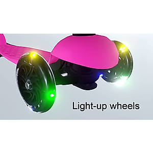 Voyage Sports 3-Wheeled Kick Scooter for Kids Ages 3-5 - Lightweight, Alloy Steel, Adjustable Handlebars, Light Up LED, Anti-Slip Deck, for Preschool Toddler Boys and Girls, Pink
