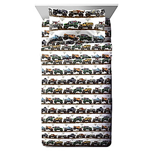 Jay Franco Monster Jam Tracks 5 Piece Full Bed Set - Includes Comforter & Sheet Set - Bedding Features Grave Digger &,Megalodon - Super Soft Fade Resistant Microfiber (Official Monster Jam Product)