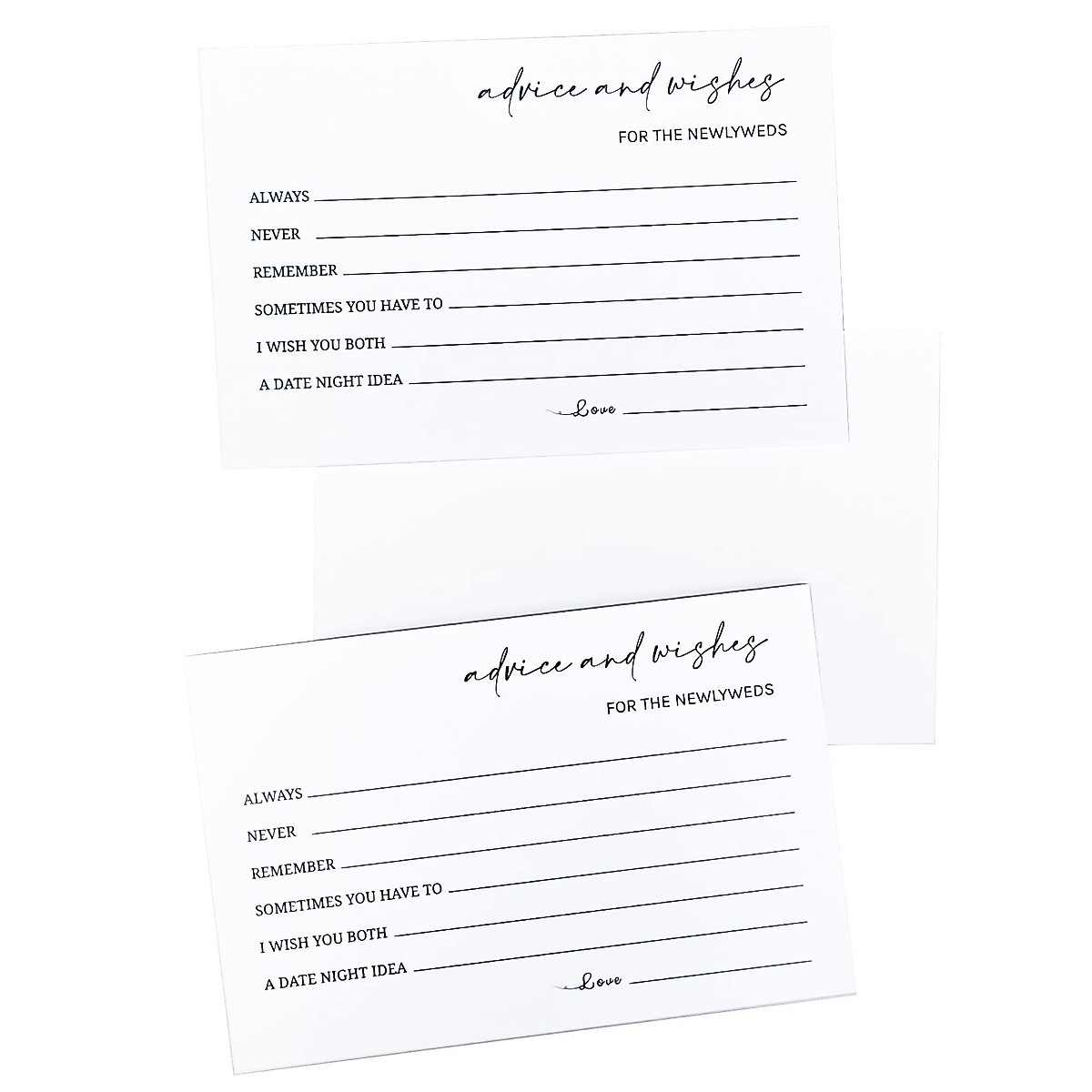 RXBC2011 Wedding advice and well wishes Cards for the Mr and Mrs Bride and Groom Newlyweds Bridal Shower Games Note Marriage Advice Pack of 50 (white)