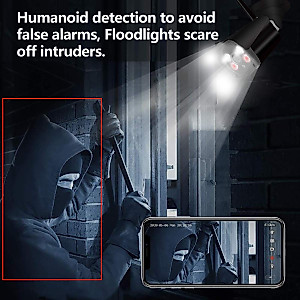 WESECUU 3MP Wireless Security Camera with Human Detection, Mobile App Alert, Floodlight, Audio, Waterproof, Outdoor, Only Wireless Security Camera System Expansion, Power Adapter NOT Included