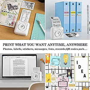 Mini Photo Printer for Phone, Portable Thermal Printer, Pocket Bluetooth Printer, Black& White Printer for Home Office Students Scrapbook- Purple