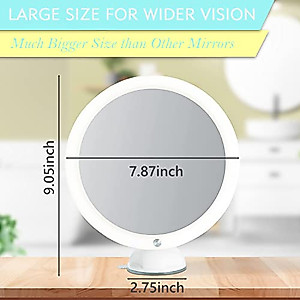 Beinocci 20x Magnifying Mirror with Light - 8'' Lighted Makeup Strong Magnification Portable Travel Suction Cup Easy Mounting LED Magnified for Bathroom, White (XH-011)