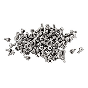 uxcell® M2x4mm Thread Hex Key Socket Head Knurl Cap Screws Bolts 100pcs