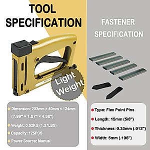 HM515 Point Driver, Manual Framing Tool with 1000PCS Flexible Points, 15mm(5/8”) Length Lightweight Flex Point Tacker for Picture Framing Joiner DIY