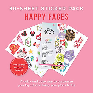 Happy Planner Disney Sticker Pack, Easy-Peel Multicolor Stickers for Journals, Planners, and Calendars, Scrapbook Accessories, Happy Faces Theme, 30 Sheets, 953 Stickers Total