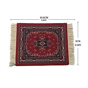 Carpet Coasters – Oriental Design Fabric Carpet Drink Mats Set of 4 pcs Table Coasters Tassel Carpet Coaster (blue mix 5pcs)