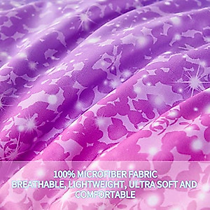 RYNGHIPY 6Pcs Sparkle Gradient Glitter Comforter Sets, Ombre Indigo Pink Gradient Bedding Set for Boys Girls, Rainbow Bed in A Bag Twin Size