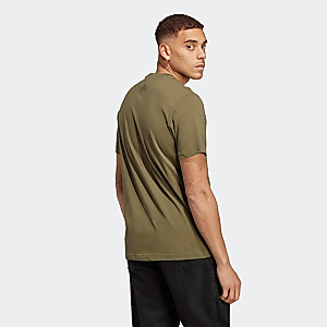 adidas Men's Essentials Single Jersey Linear Embroidered Logo T-Shirt, Olive Strata, Large