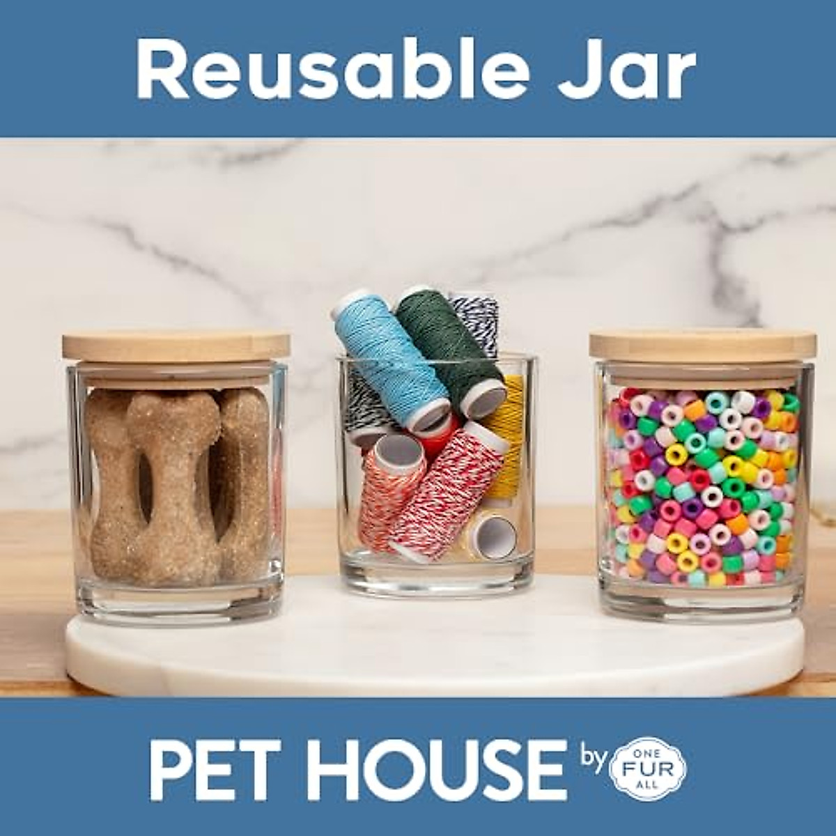 One Fur All Pet House Candle Plant-Based/Soy Candle - Clean Burning Scented Candles, Long Lasting Pet Odor Candle for Home - Mango Peach