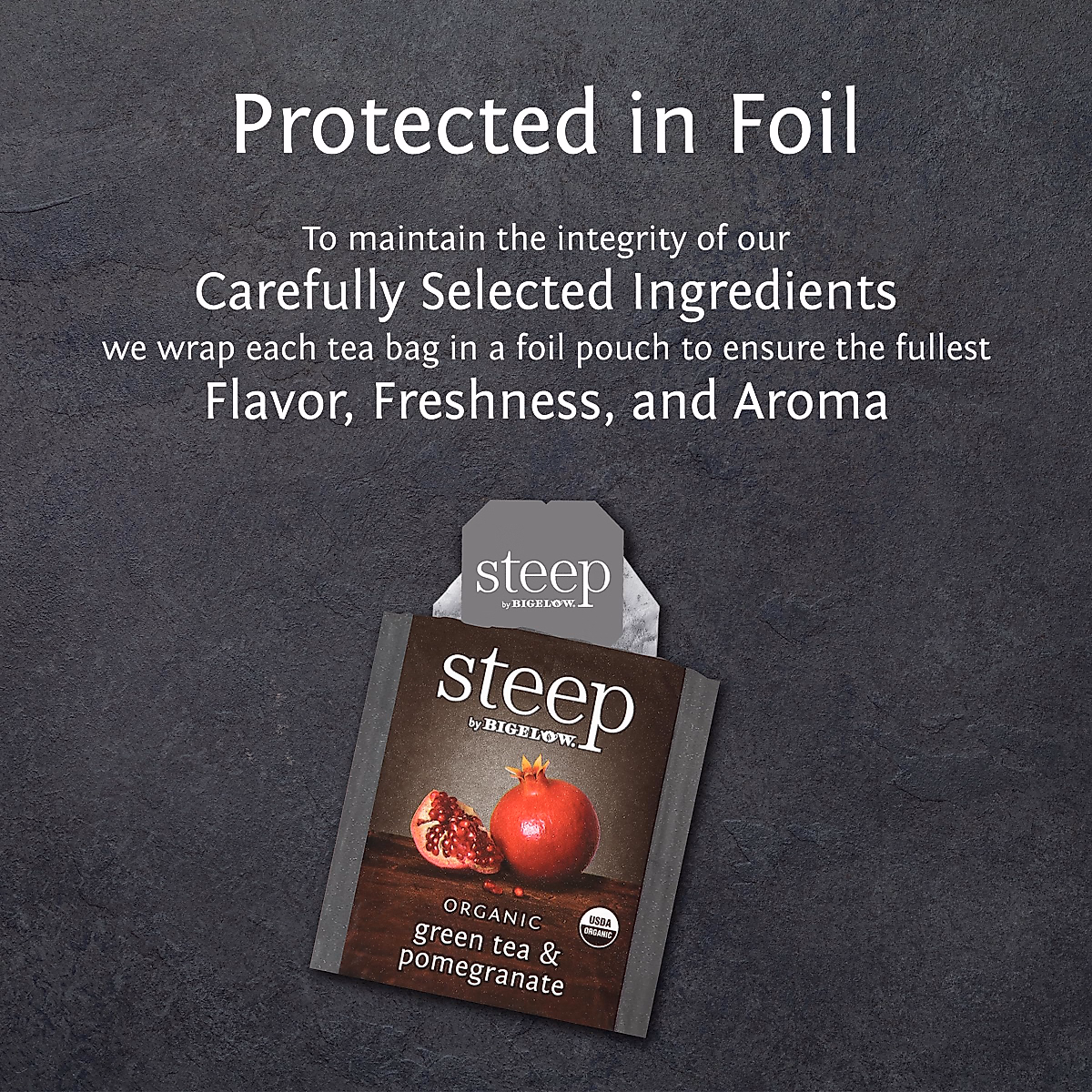 steep by Bigelow Organic Green Tea with Pomegranate, Caffeinated, 20 Count (Pack of 6), 120 Total Tea Bags