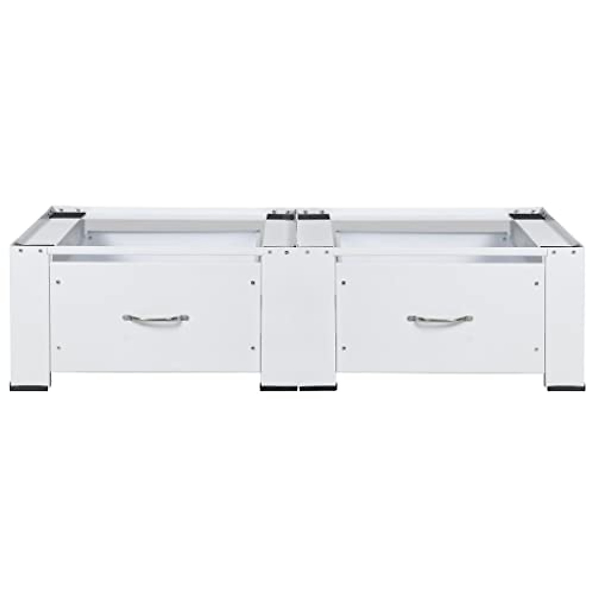 vidaXL Double Washing and Drying Machine Pedestal with Drawers Dryer Stand Washer with Non-slip Pad Rubberised Feet Household Appliance White