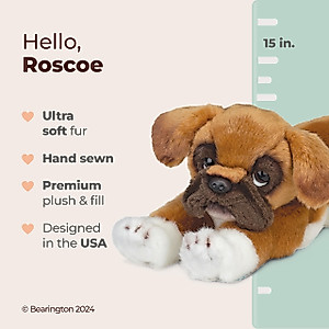 Bearington Roscoe Boxer Plush Stuffed Animal Puppy Dog, 15 inch
