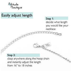 Altitude Boutique Snowy Mountain Necklace for Women, Nature Enthusiasts, Skiers, Snowboarders, Hikers, Campers (Silver)