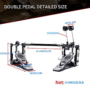 Double Bass Drum Pedal,Double Kick Bass,Electric Drum Kit Double Bass come with 2Pcs Drum Beater Sticks and 1Pcs Drum Key