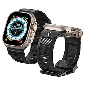 Spigen Rugged Band Designed for Apple Watch Band for Apple Watch Ultra (49mm), Series 8/7 (45mm), Series SE2/6/SE/5/4 (44mm) and Series 3/2/1 (42mm) - Matte Black