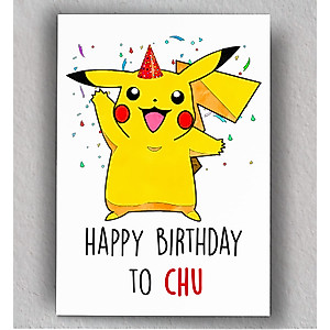 Chu Red Party Hat Happy Birthday to Chu | Cute Birthday Card | Art | Blank Card