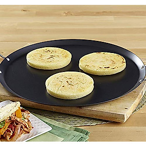 IMUSA USA 11" Nonstick Carbon Steel Comal with Bakelite Handles, Inch, Black